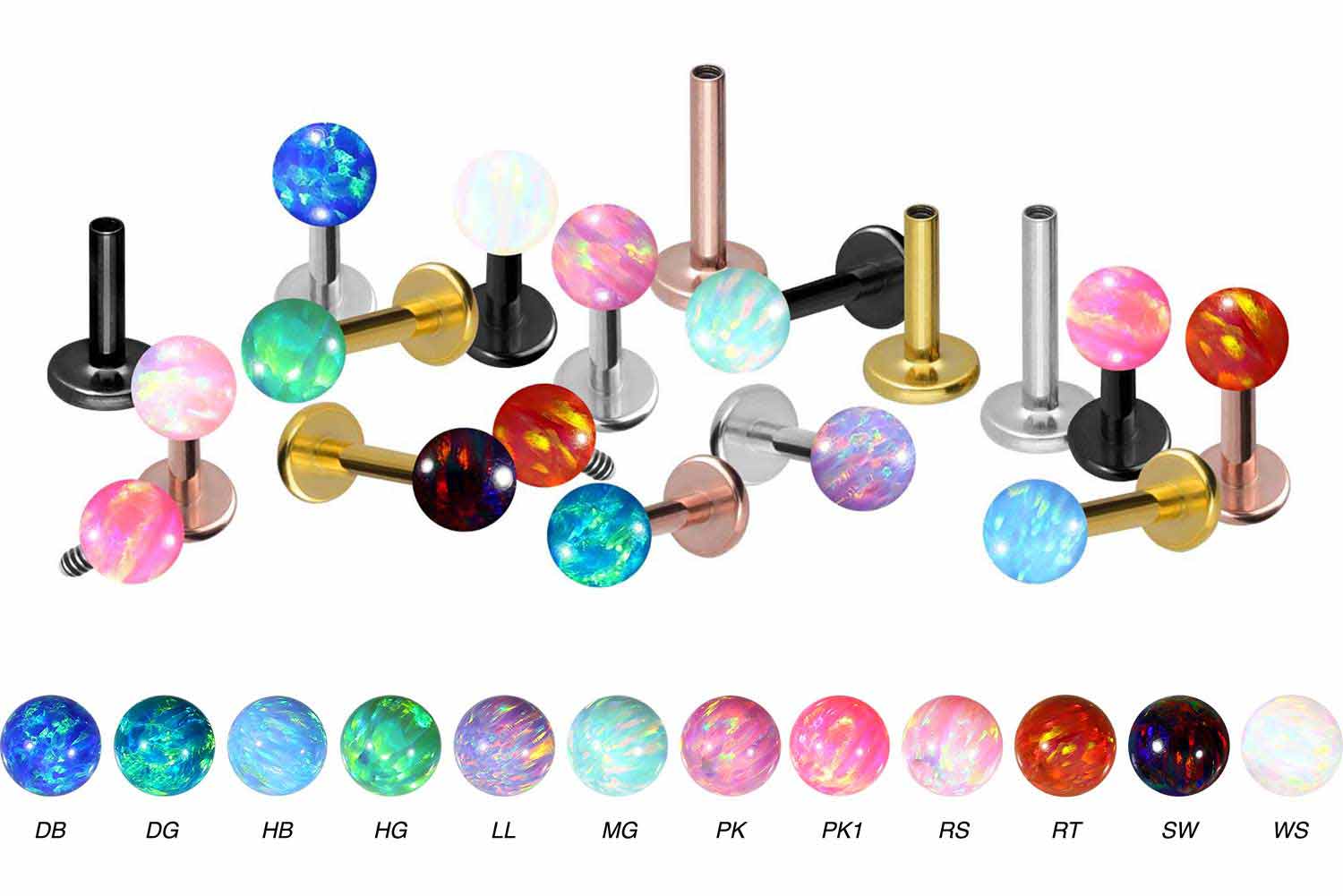 Titanium labret with internal thread SYNTHETIC OPAL | PIERCINGLINE